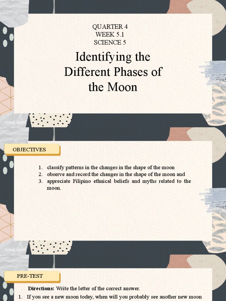 q4 Science 5 Week 5.1 | PDF | Moon | Planetary Mass Satellites