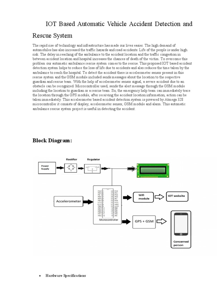 IOT Based Automatic Vehicle Accident Detection and Rescue System | PDF