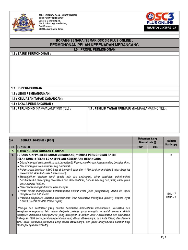 Senarai Dokumen Kebenaran Merancang | PDF