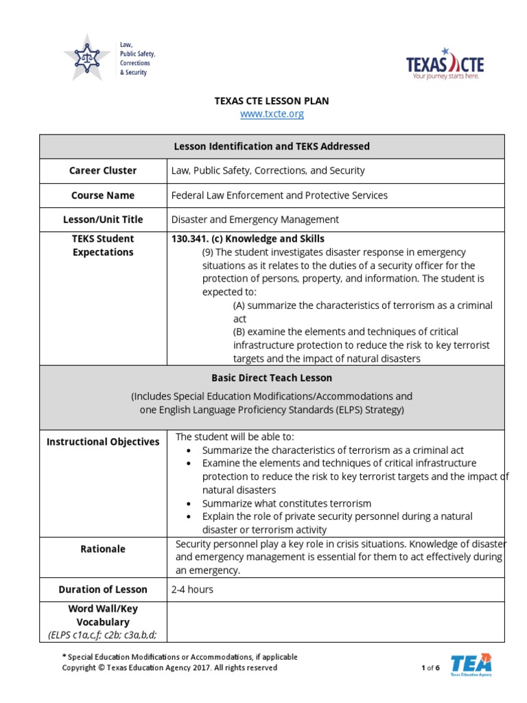 Lesson Plan Disaster and Emergency Management - 0 | PDF | Emergency ...