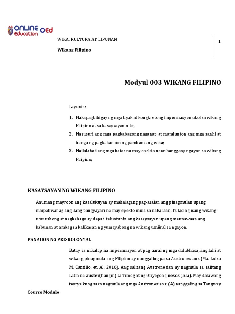 Week 3 Wikang FIlipino | PDF