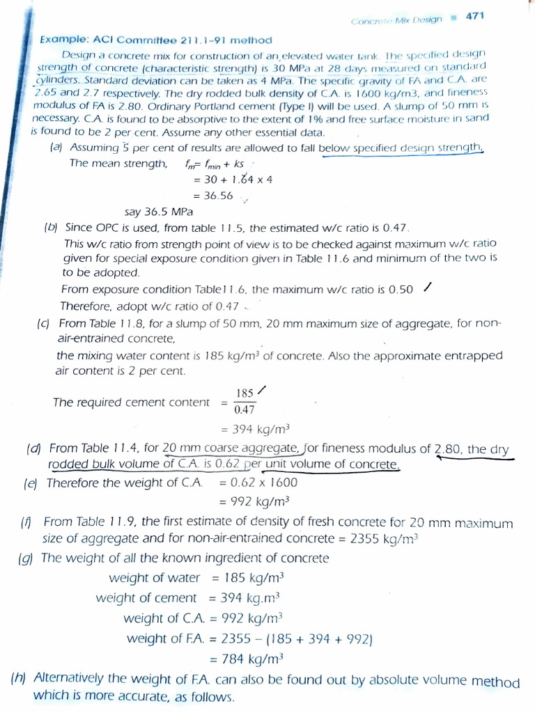 Aci Mix Design | PDF | Concrete | Density