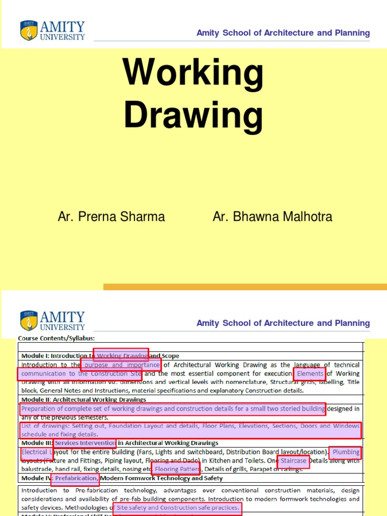 Working Drawing: Ar. Prerna Sharma Ar. Bhawna Malhotra | PDF ...