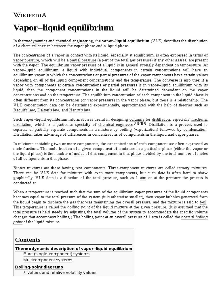 Vapor-Liquid Equilibrium | PDF | Physical Chemistry | Atmosphere