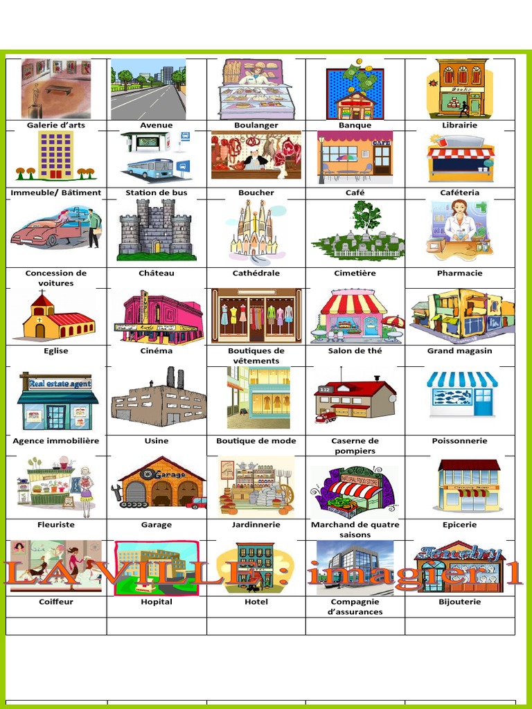 La Ville Imagier 1 Dictionnaire Visuel Fiche Pedagogique - 84336 | PDF