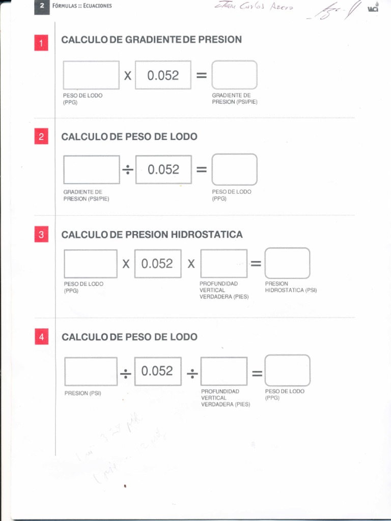Formulas y Ecuaciones Del WC | PDF | Dinámica de fluidos | Ingeniería ...