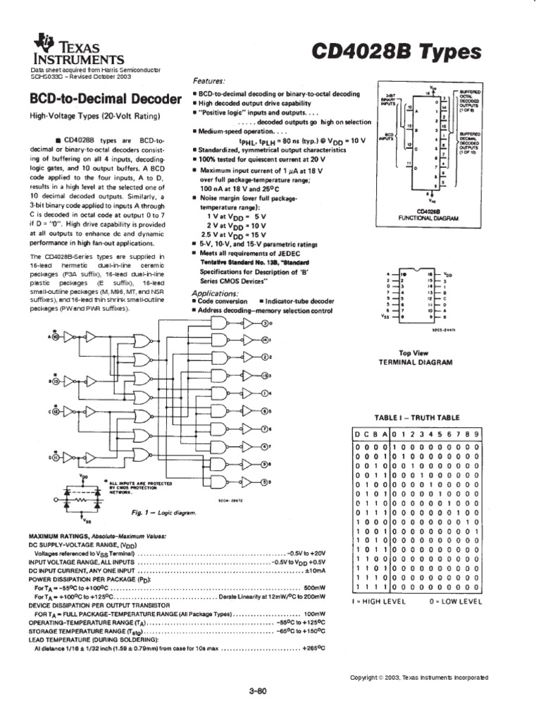 Cd4028-Ic-Datasheet Pro | PDF | Materials | Chemistry