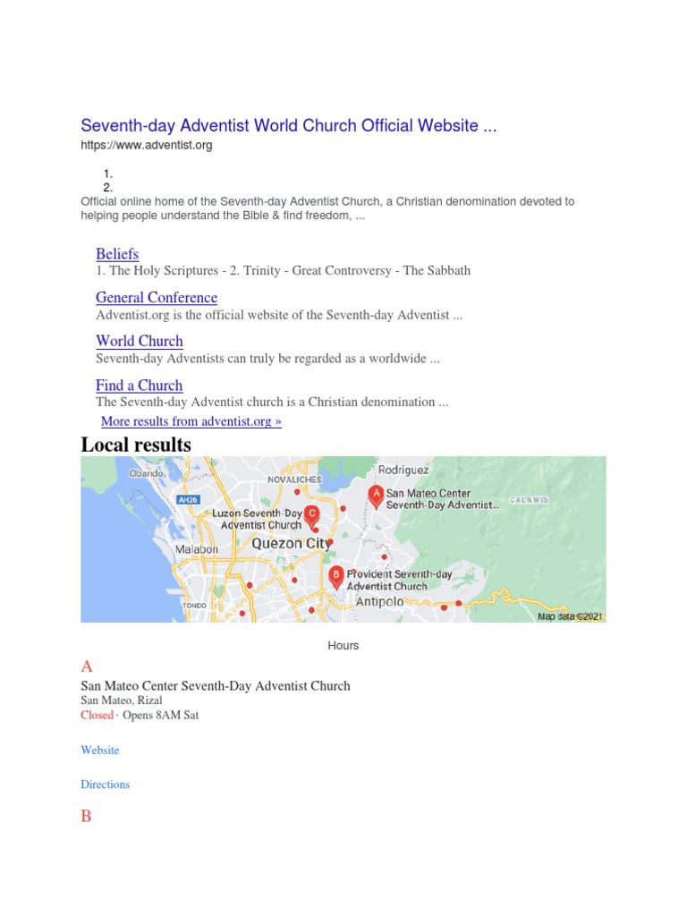 Local Results: Seventh-Day Adventist World Church Official Website ...