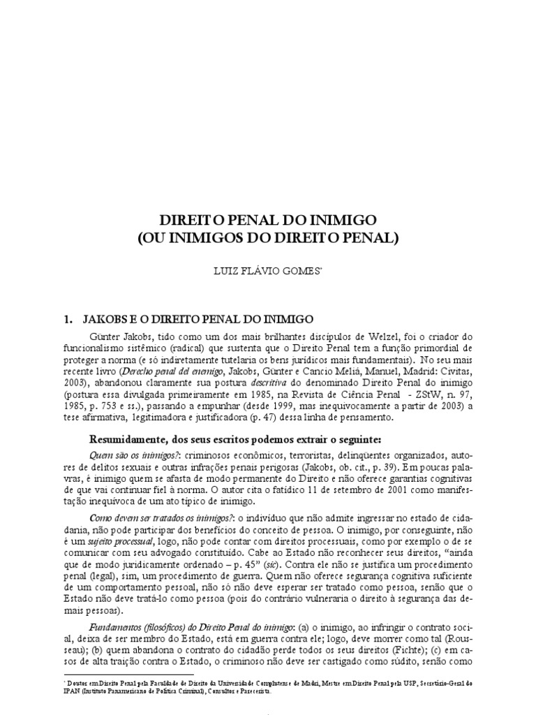 Direito Penal Do Inimigo-Gunter Jacobs | PDF | Direito Penal | Crime e ...