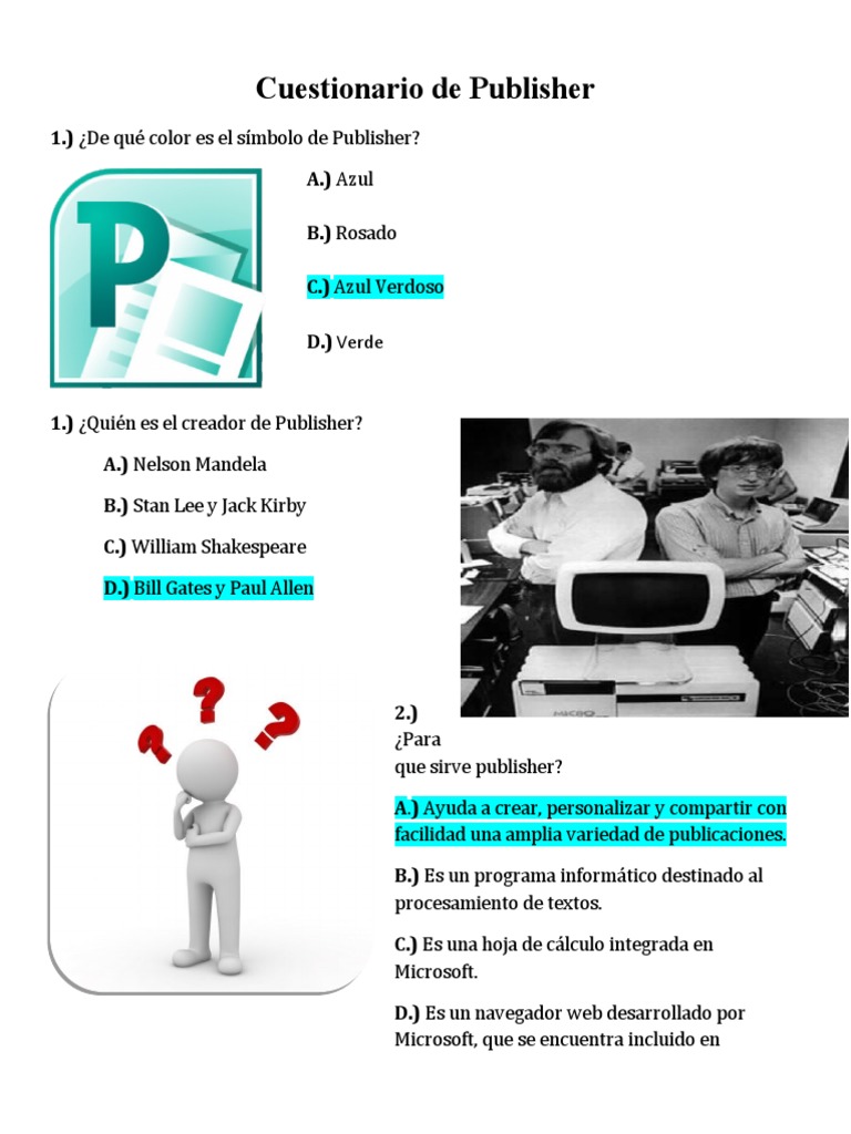 Cuestionario de Publisher | PDF | Microsoft | Microsoft Word