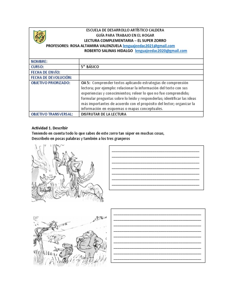 Actividades Del Libro El Super Zorro 5° Basico | PDF | Cognición