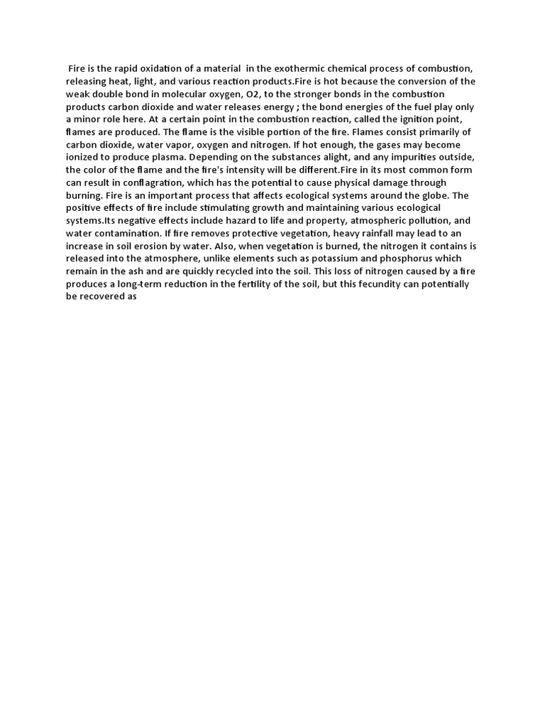 Fire Is The Rapid Oxidation of A Material in The Exothermic Chemical ...