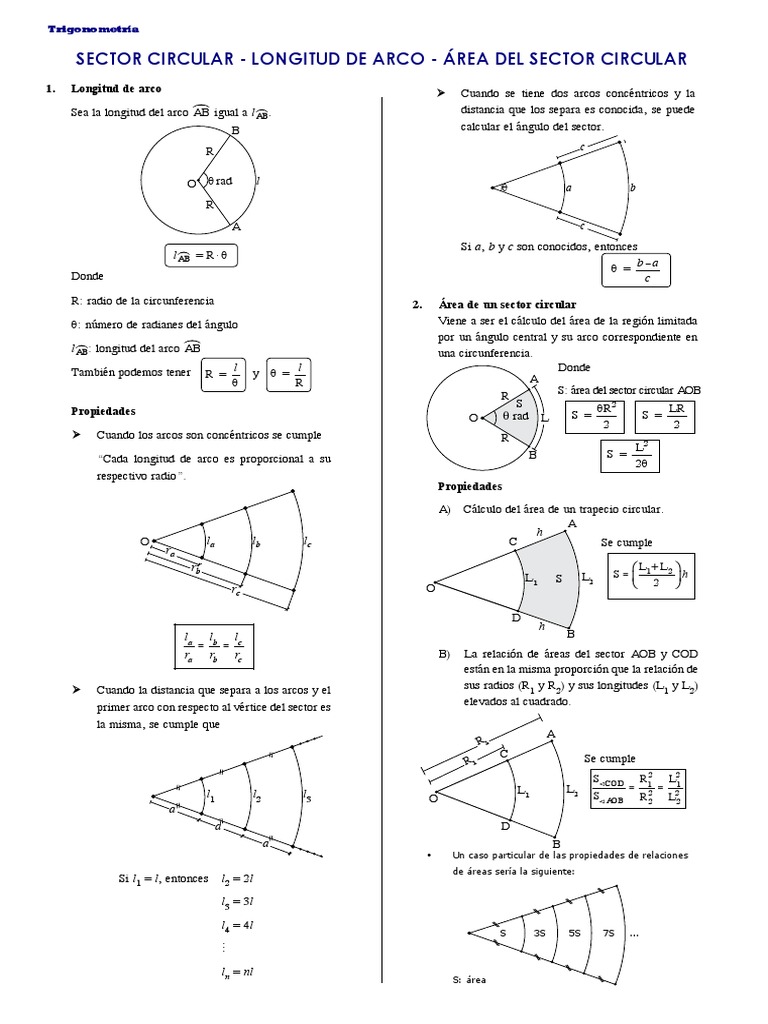 Longitud de Arco y Sector Circular | PDF | Curva | Matemáticas