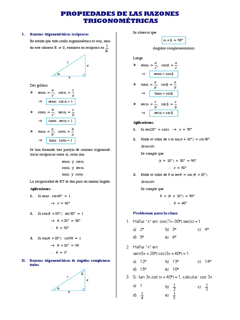 Propiedades de Las Razones Trigonométricas | PDF | Funciones ...