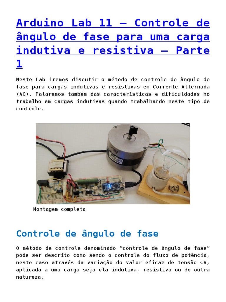 Arduino Lab 11 Controle de Ângulo de Fase para Uma Carga Indutiva e ...