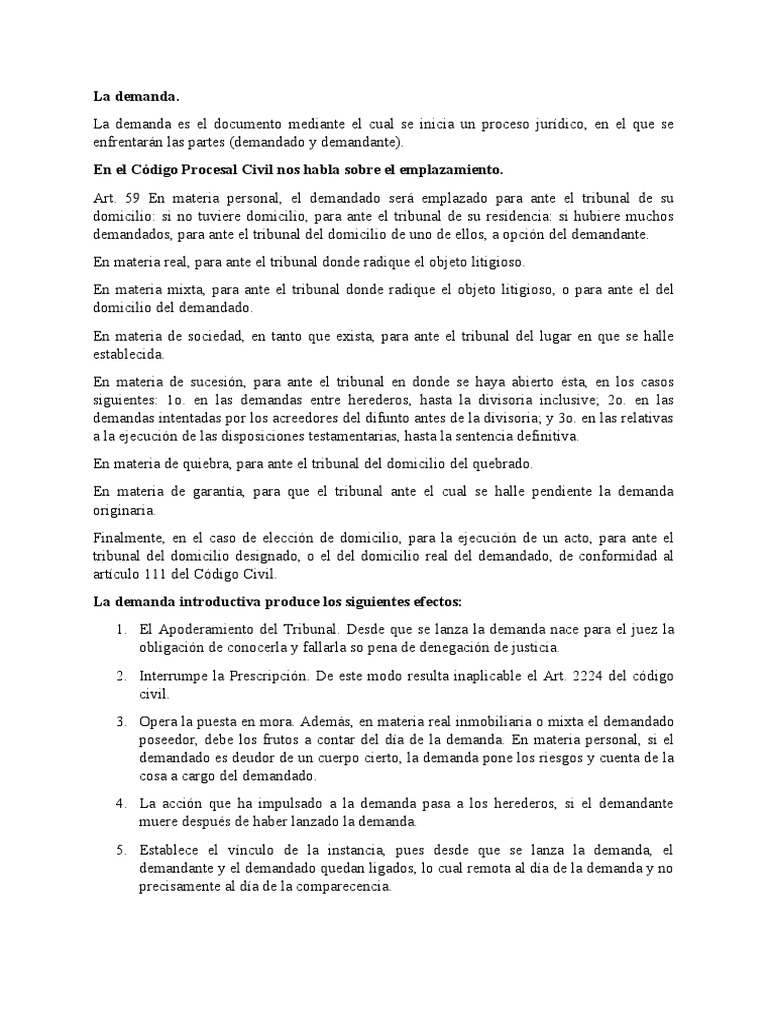 Elementos de la Demanda en Derecho Civil | PDF | Demanda judicial | Ley ...