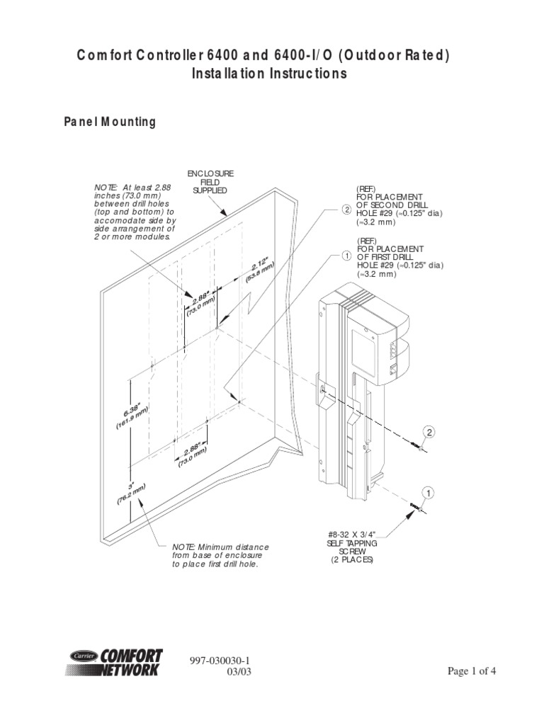 Comfort Controller 6400 and 6400-I/O (Outdoor Rated) Installation ...
