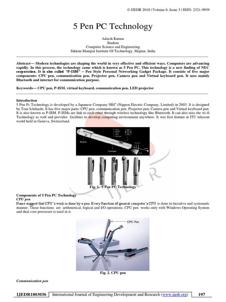 5 Pen PC Technology: IJEDR1803036 197 | PDF | Computing | Computer ...