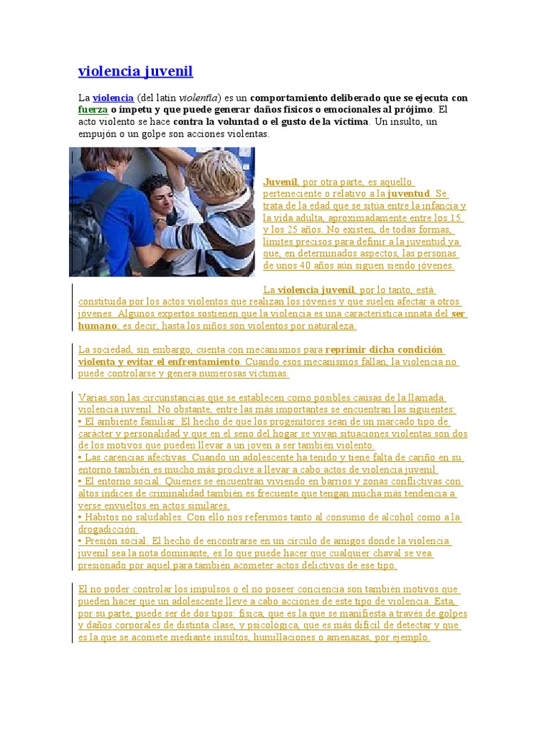 Violencia Juvenil Pdf Violencia Juventud