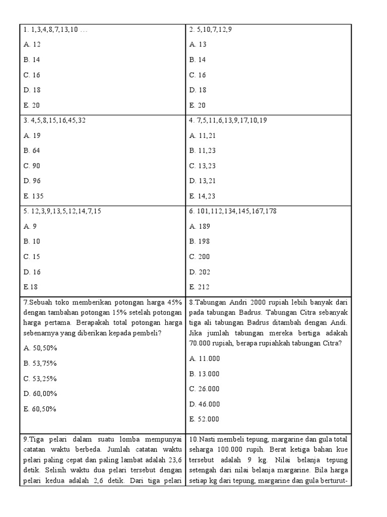 Soal Kuis TPA Stan | PDF