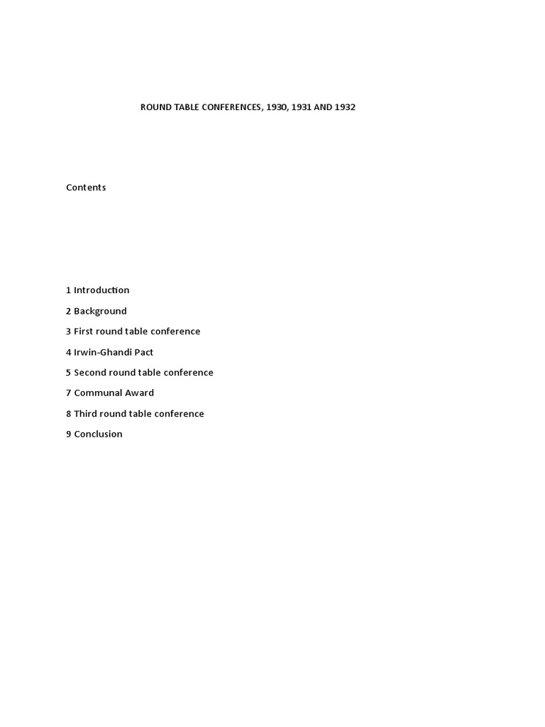 Overview of Round Table Conferences 1930-32 | PDF | Mahatma Gandhi ...