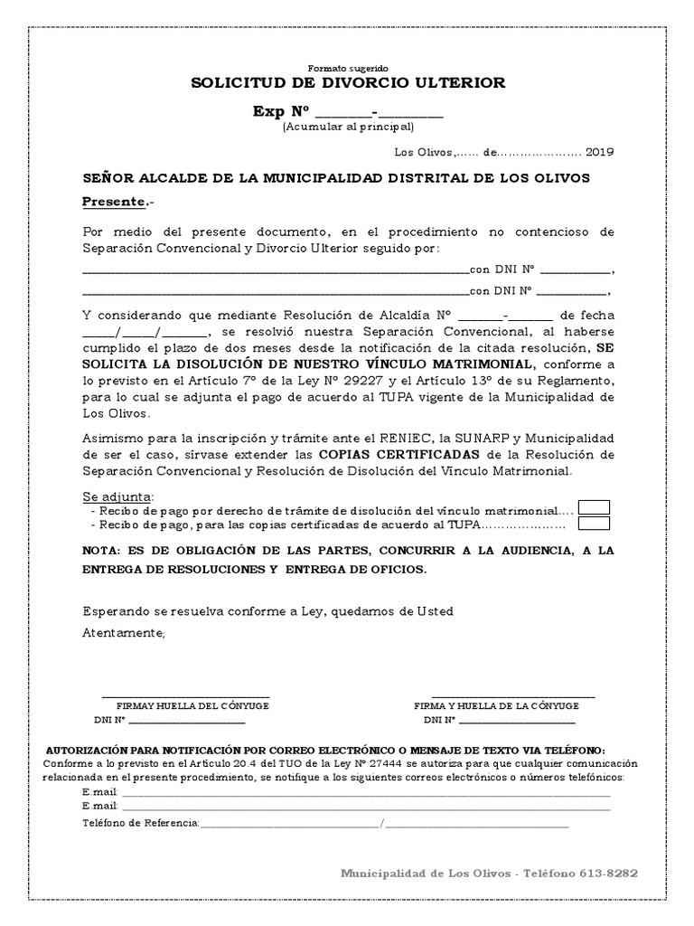 Solicitud Divorcio Ulterior | PDF | Divorcio | Justicia Solicitud Divorcio Ulterior | PDF | Divorcio | Justicia
