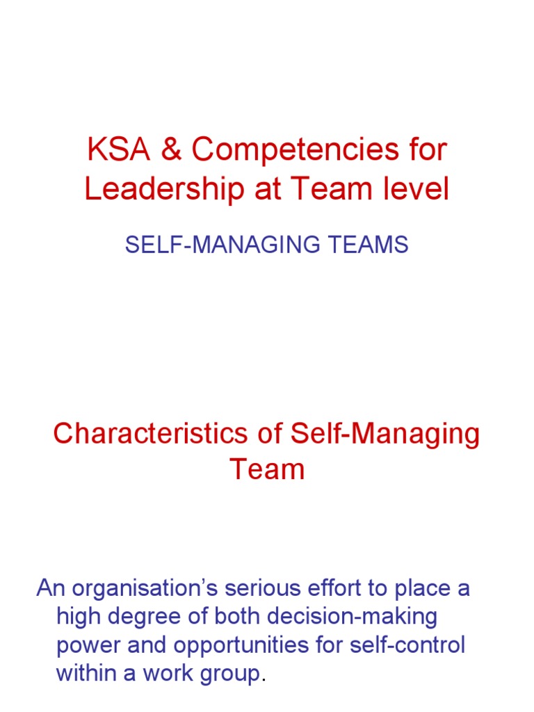 Self-Managing Teams: Leadership Insights | PDF | Autonomy | Leadership