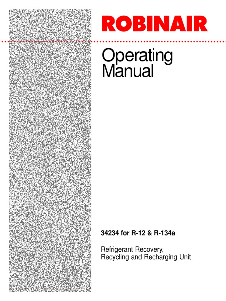 Operating Manual: Robinair | PDF | Gases | Manufactured Goods