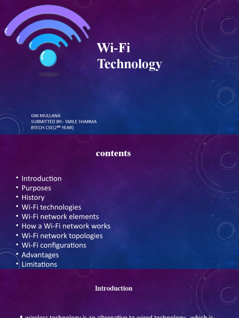 Wifi Technology Presentation | PDF | Wi Fi | Wireless Access Point