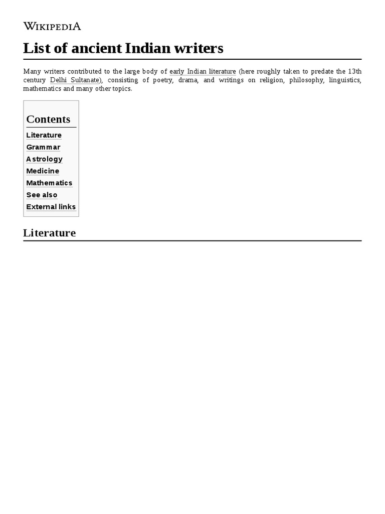 List of Ancient Indian Writers: Literature Grammar Astrology Medicine ...