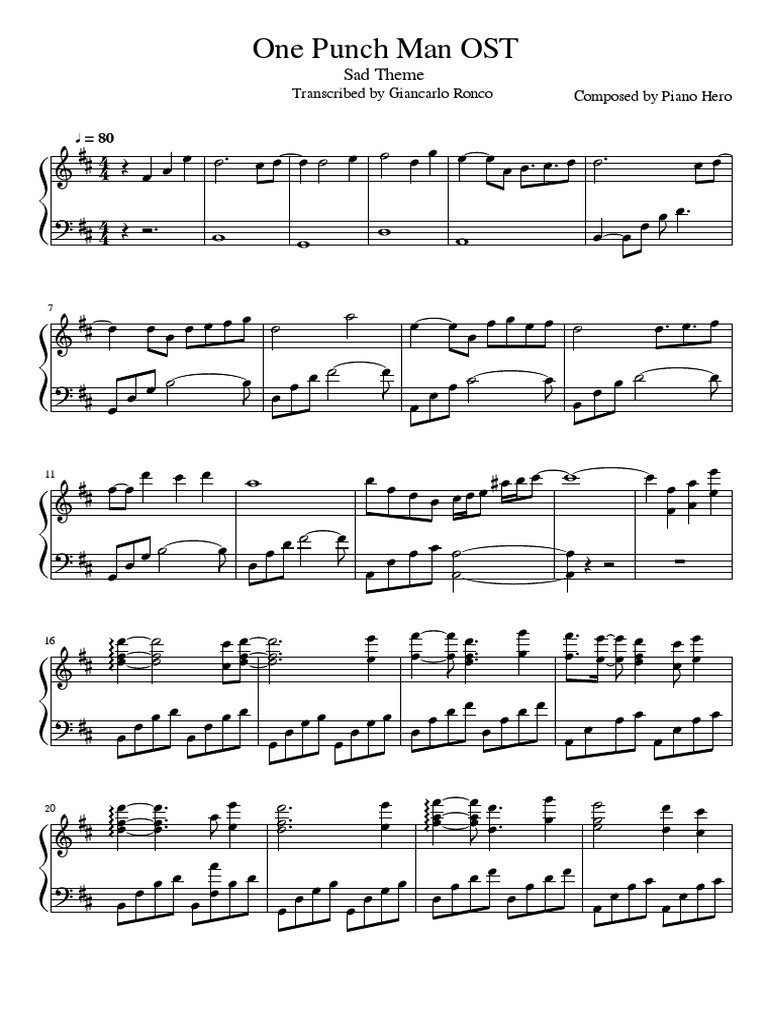 One Punch Man OST: Sad Theme | PDF