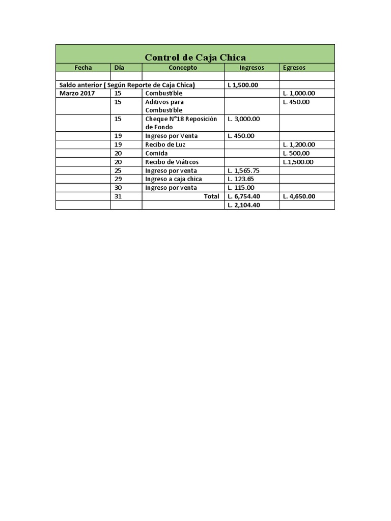 Control de Caja Chica | PDF