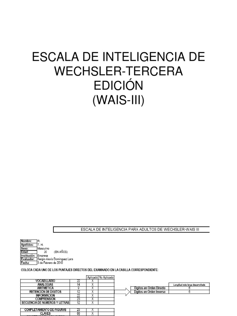 Wais-Iii Plantilla Completa | PDF