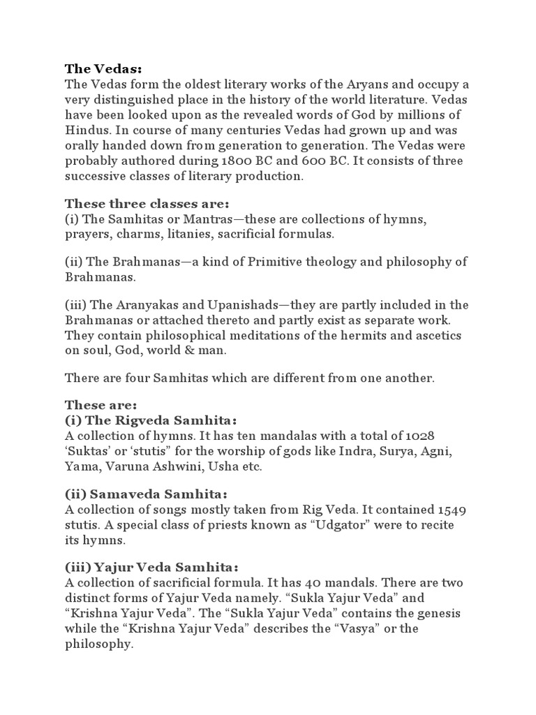 The Vedas:: These Three Classes Are | PDF | Vedas | Indian Religious Texts