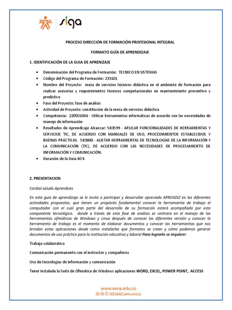 GFPI-F-019 Formato Guia de AprendizajeHerramientasOfimaticas | PDF ...