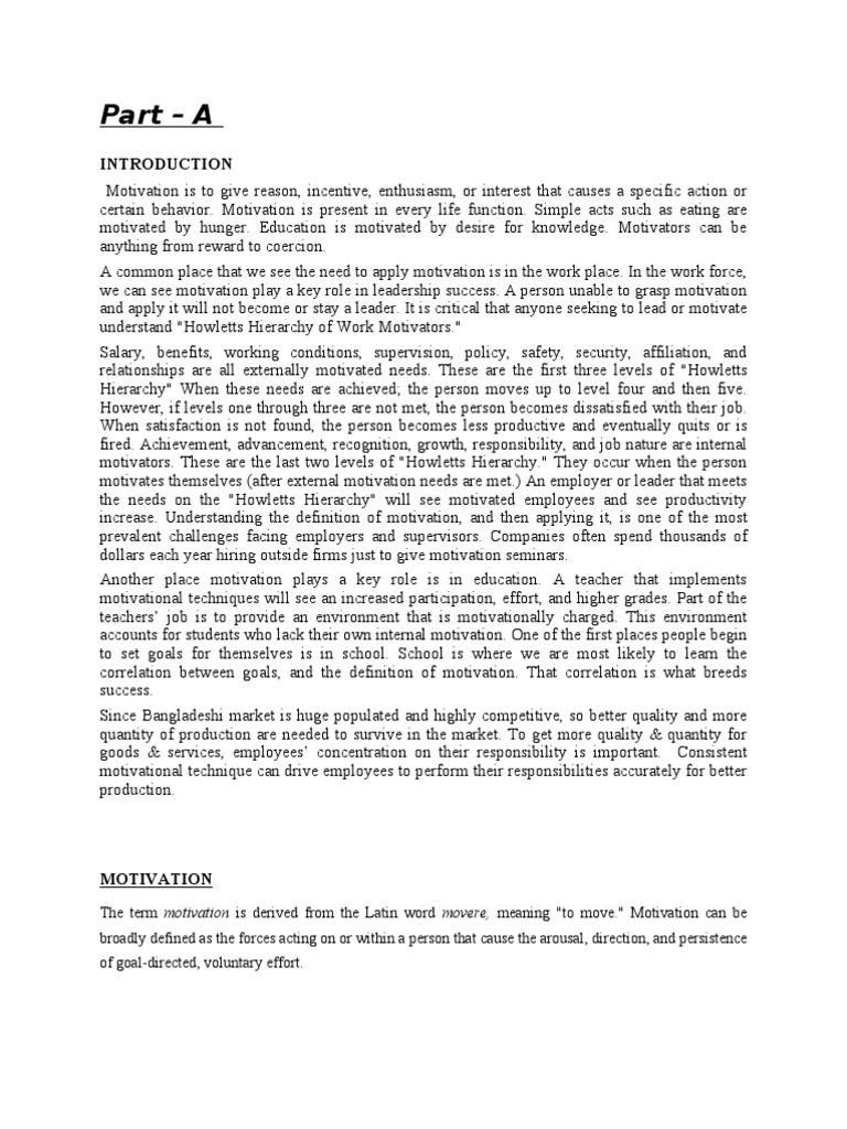 MOTIVATION Assignment | PDF | Motivation | Motivational
