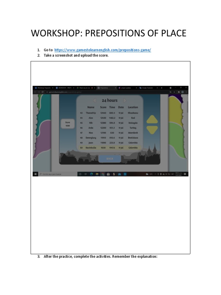 Workshop - Prepositions of Place | PDF