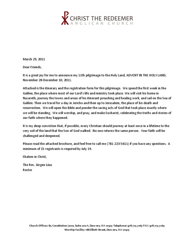 Pilgrimage Letter 3 25 11 | PDF