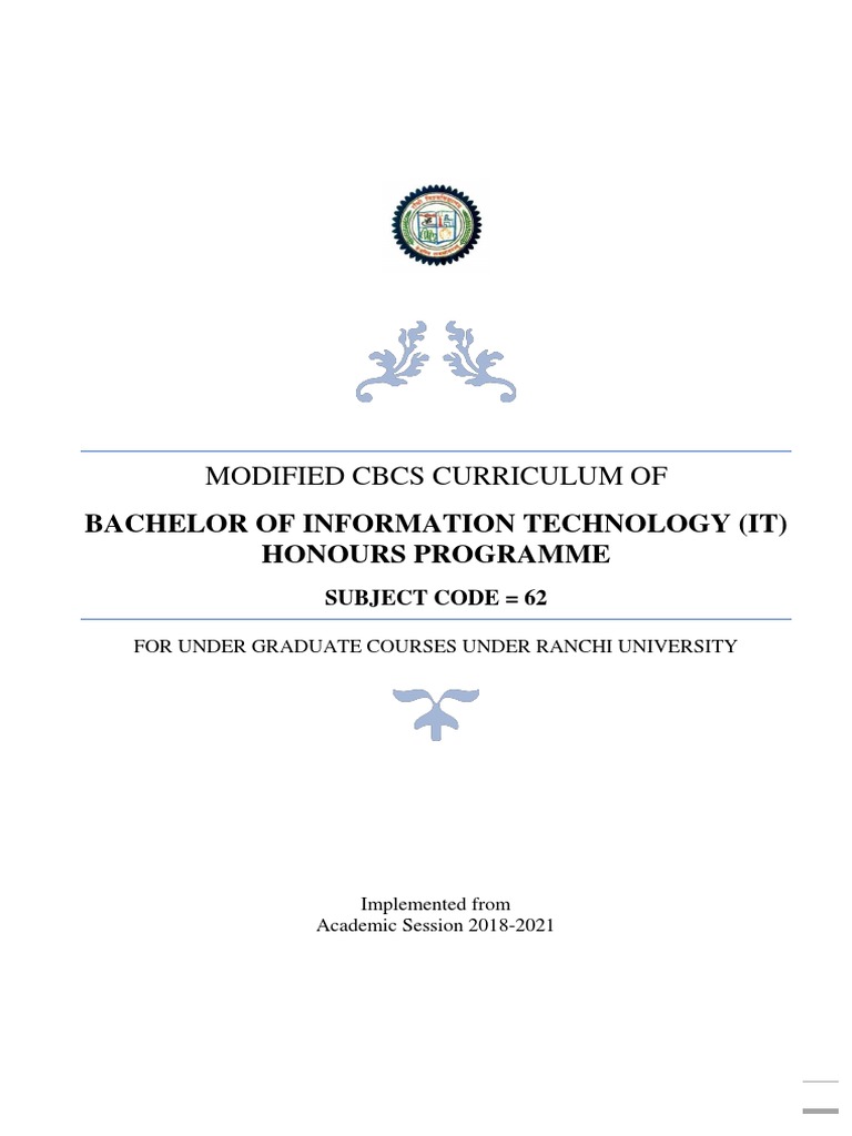 Modified CBCS Curriculum for Bachelor of IT Honours at Ranchi University | PDF | Biodiversity ...