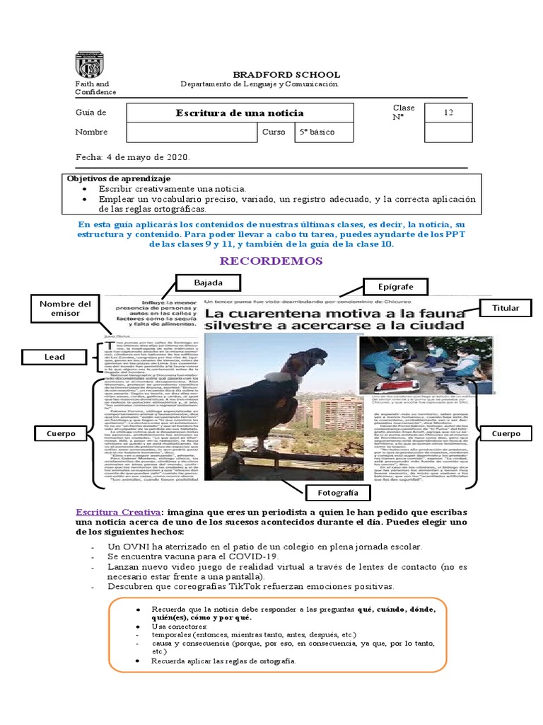 Guía N°7 Escritura Noticia | PDF | Comunicación | Cognición