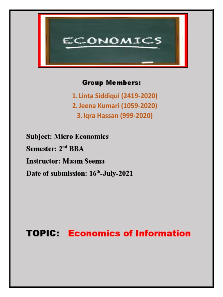 Economics of Information Guide | PDF | Economics | Information Economics
