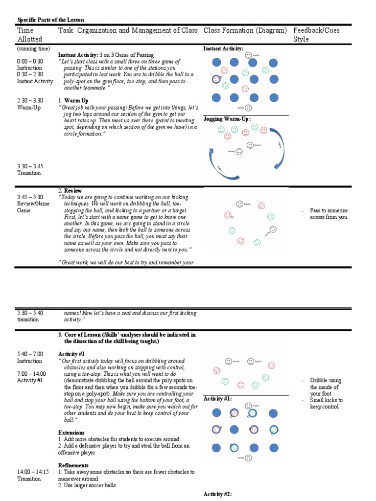 Kicking Lesson Plan | PDF | Physical Education | Sports