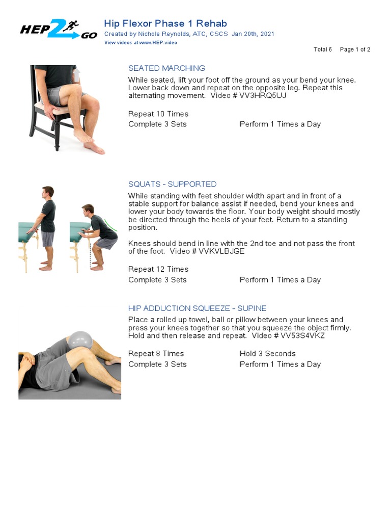 Hip Flexor Rehab Home Program | PDF | Anatomical Terms Of Motion | Foot