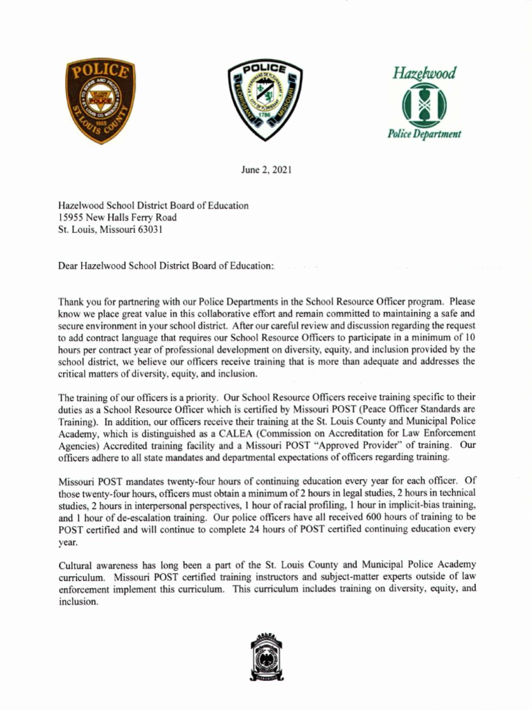 HSD School Board Letter 06.02.21 | PDF | Criminal Law | Emergency Services
