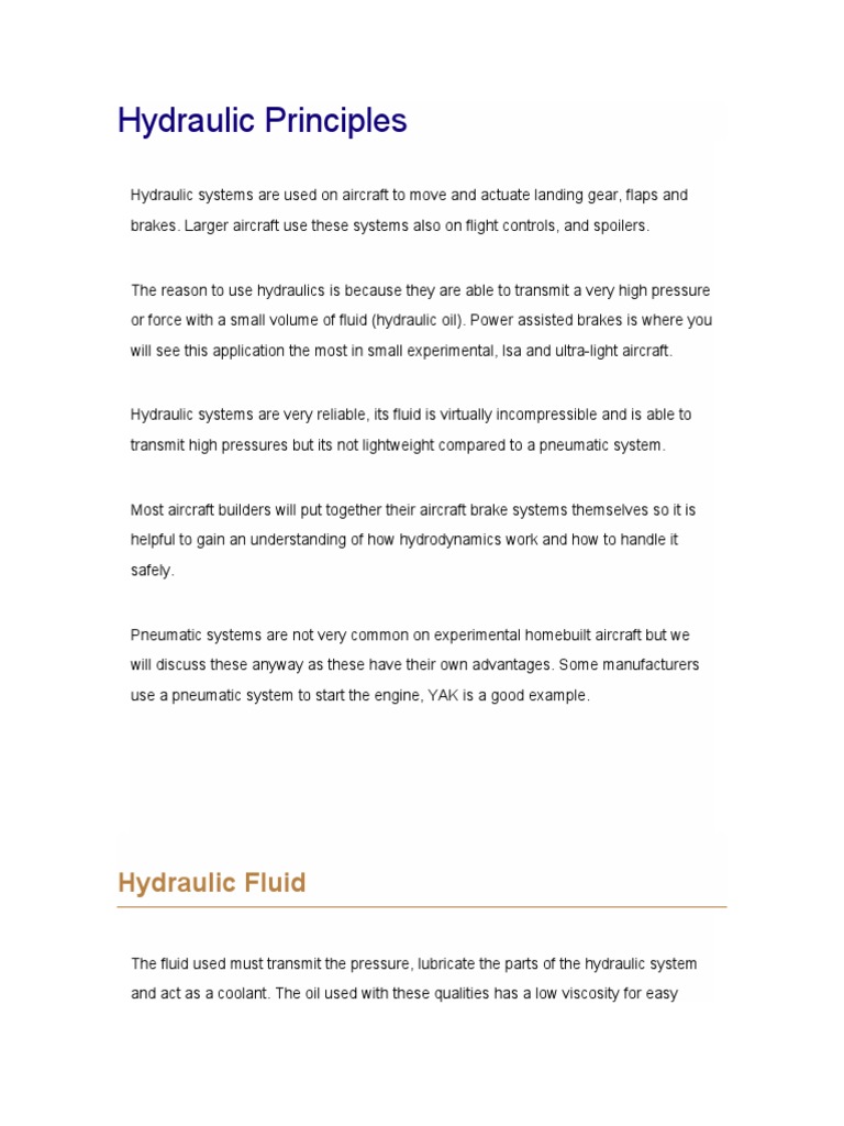 Hydraulic Principles (Reading) | PDF