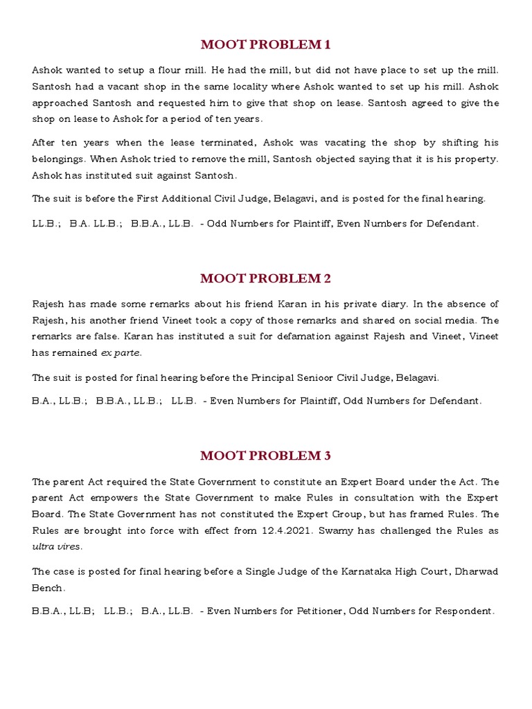 Moot Problems 2020-21 | PDF