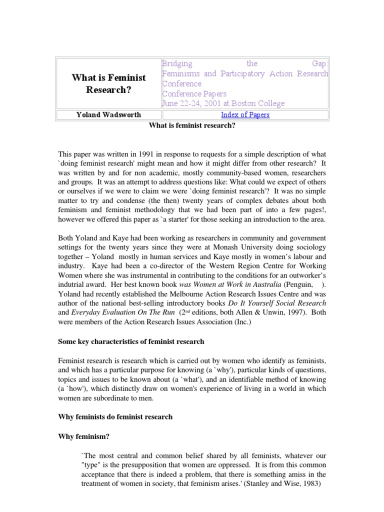 What Is Feminist Research | PDF | Feminism | Gender Studies