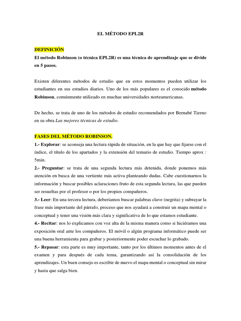 El Método Epl2r | PDF | Comprensión lectora | Prueba (evaluación)