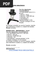 Manual de Operacion-Viscosimetro Brookfield RVT | PDF | Viscosidad | Mecánica de Medios Continuos