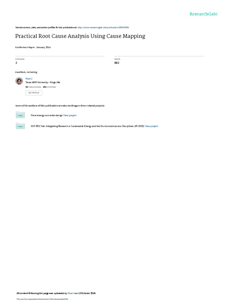 Practical Root Cause Analysis Using Cause Mapping: January 2014 | PDF ...
